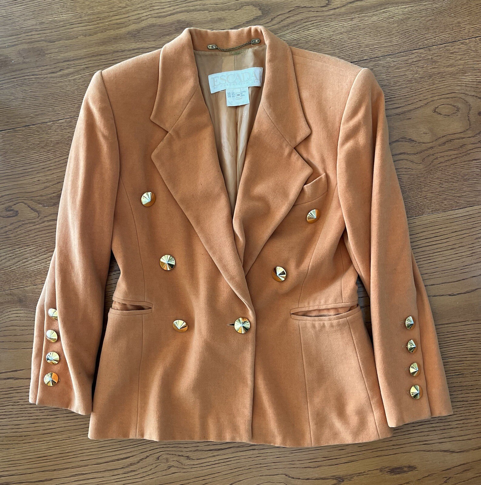 ESCADA Orange Velvet Blazer Gold Buttons Double Breas… - Gem