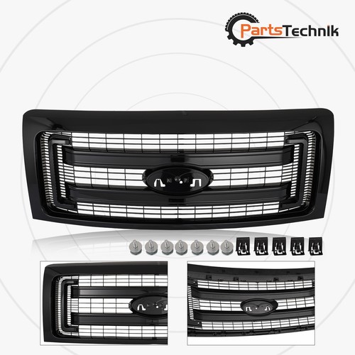 New For 2009-2014 Ford F-150 Front Upper Grille Gloss Black Grill DL3Z ...