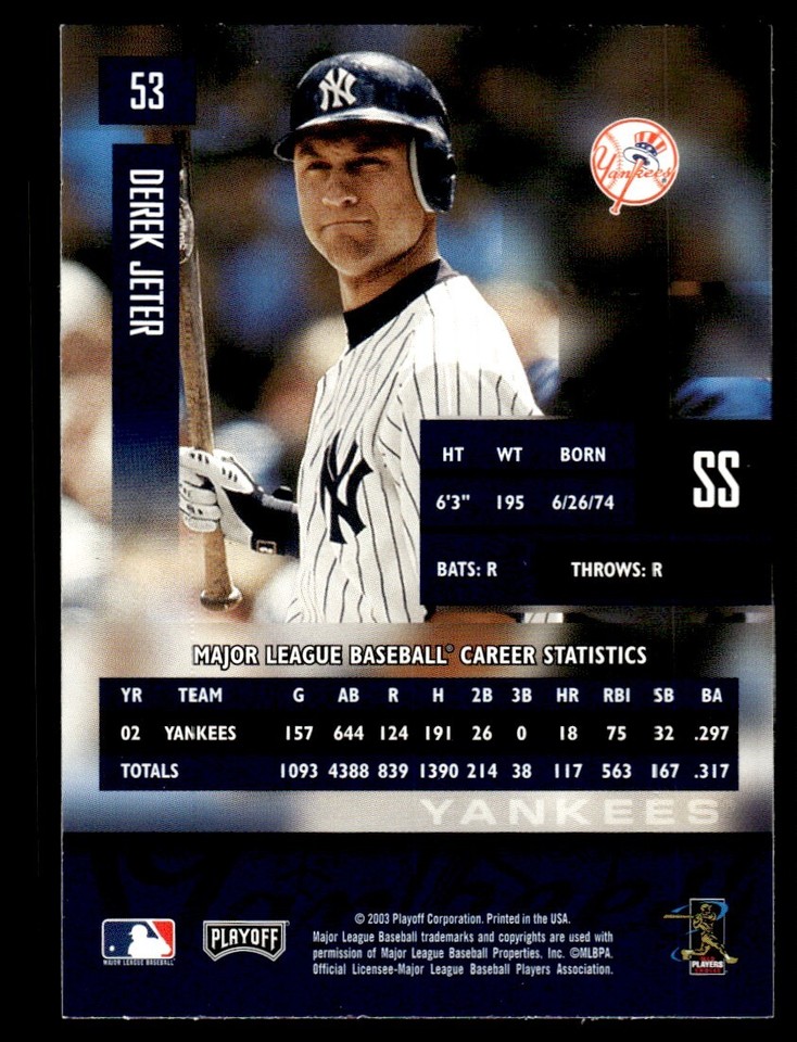 2003 Playoff Prestige Baseball Derek Jeter New York Yankees #53 NM | eBay