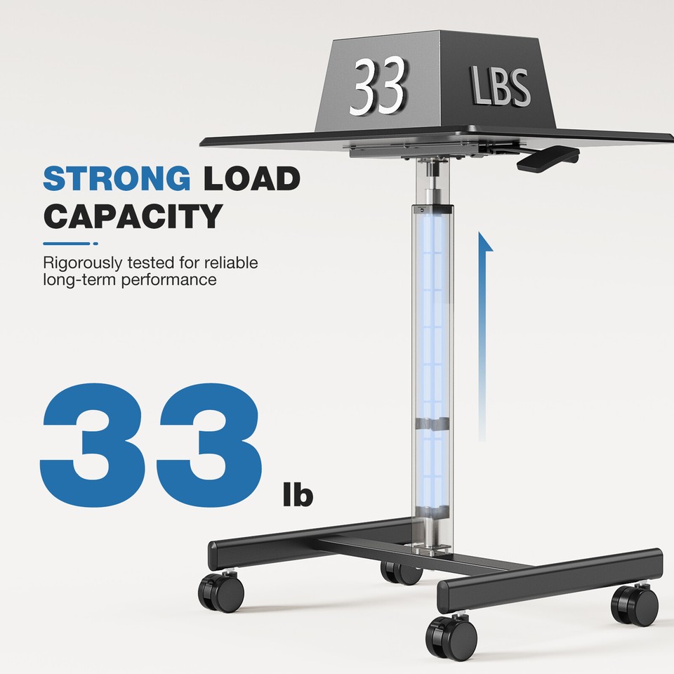 Adjustable Height Mobile Standing Desk with Wheels - Rolling Laptop ...