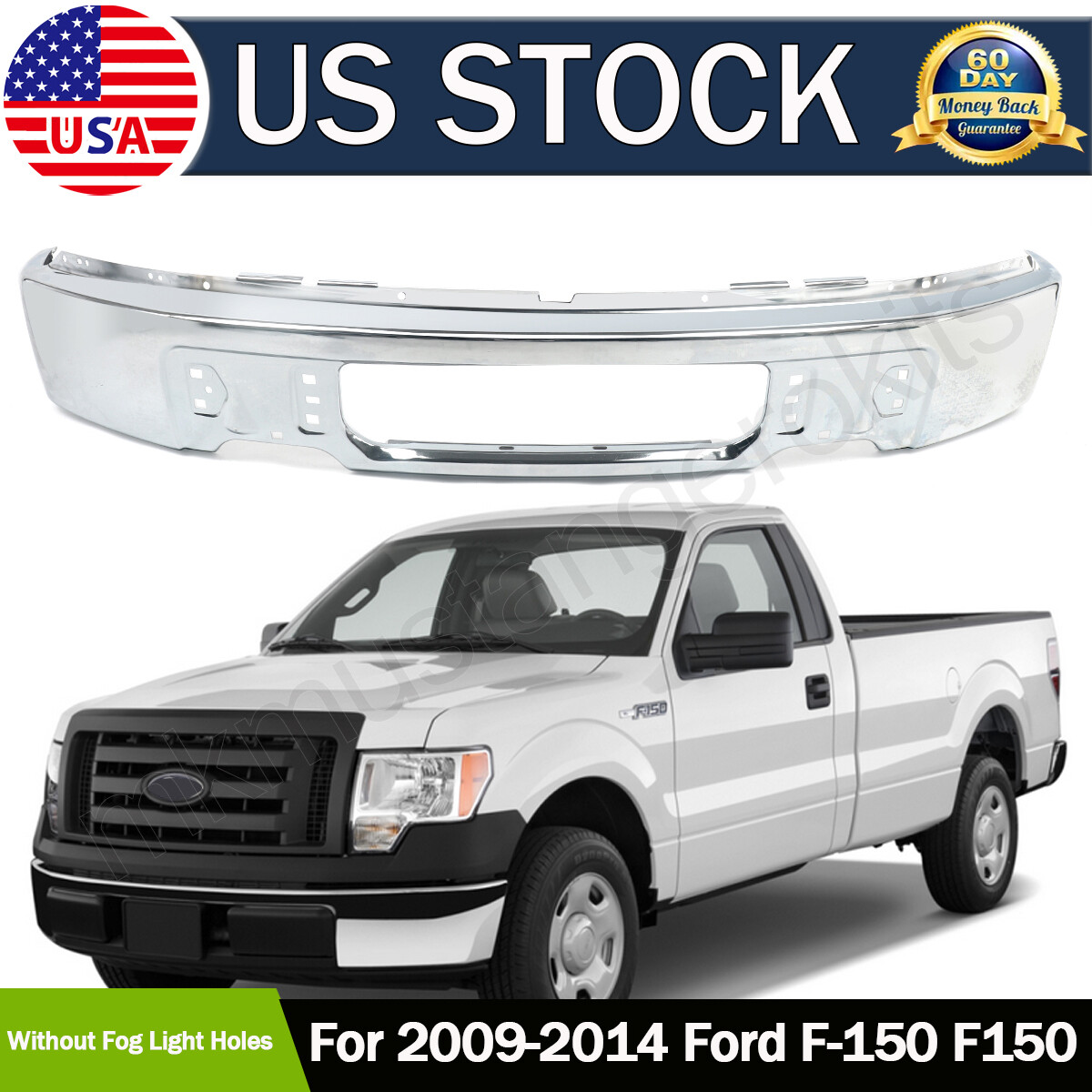 NEW Steel Chrome Front Bumper for 09-14 Ford F150 F-150 Truck WITHOUT ...