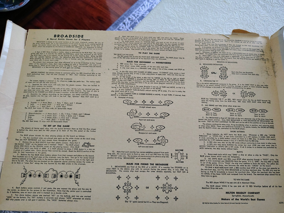 1962 AMERICAN HERITAGE BROADSIDE NAVAL BATTLE GAME - MILTON BRADLEY ...