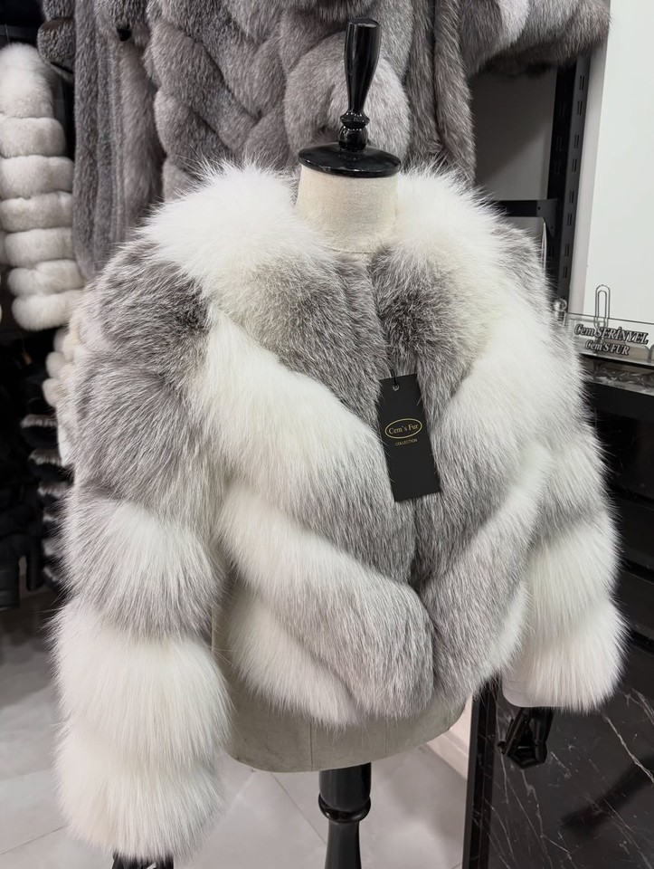 Women’s Genuine White Fox Fur Coat – Handmade Luxury Winter Jacket ...