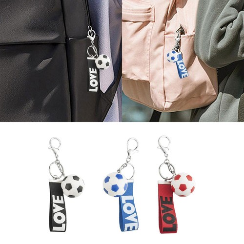 Creative Soccer Keychain Metal Keyring with Wrist Lanyard Mini Soccer ...
