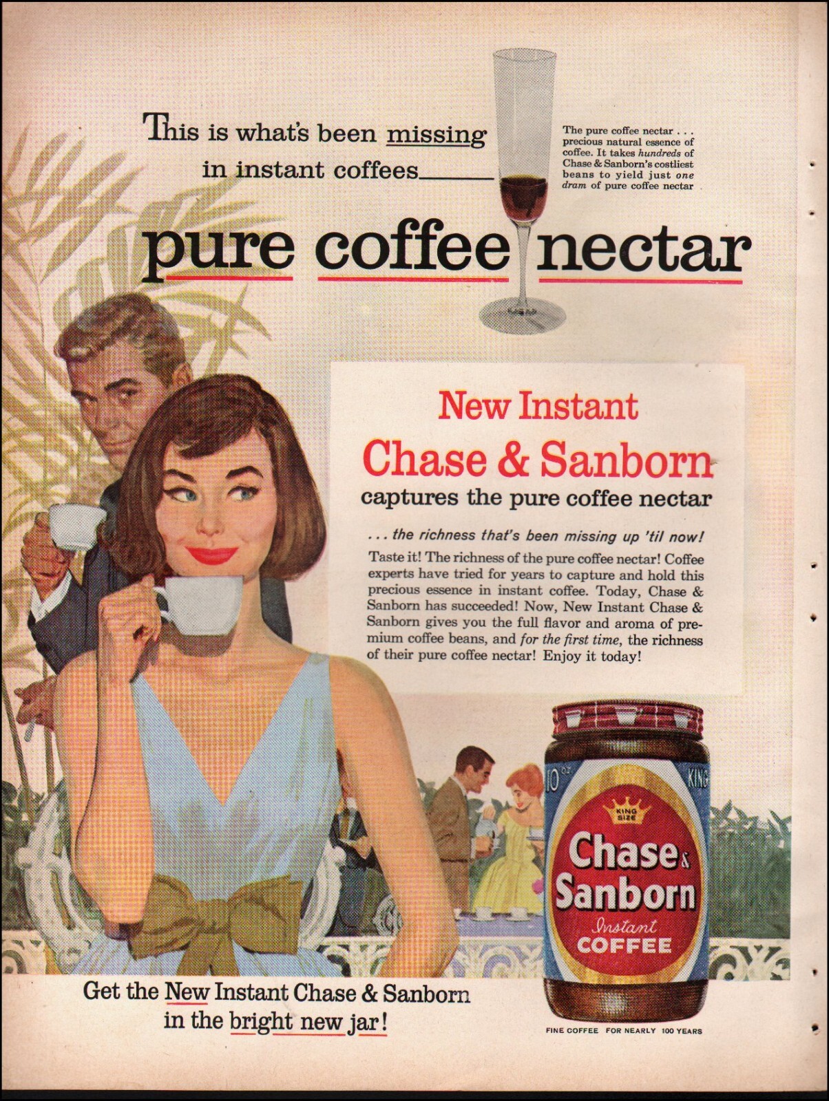 1950's Vintage ad Chase & Sanborn Coffee retro beverage Art model 01/28 ...