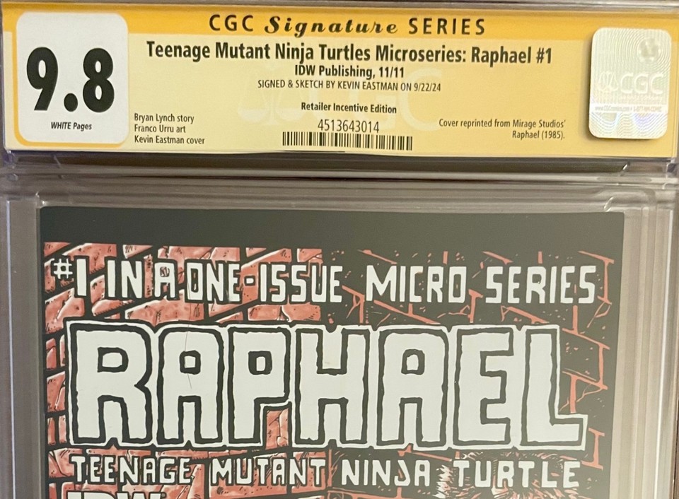 TMNT Micro-Series Raphael #1 1:25 Variant CGC SS 9.8 SIGNED Eastman ...
