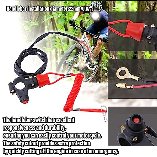7/8" 22mm Handlebar 2 Wire Tether Kill Switch Replacement for 110cc ...