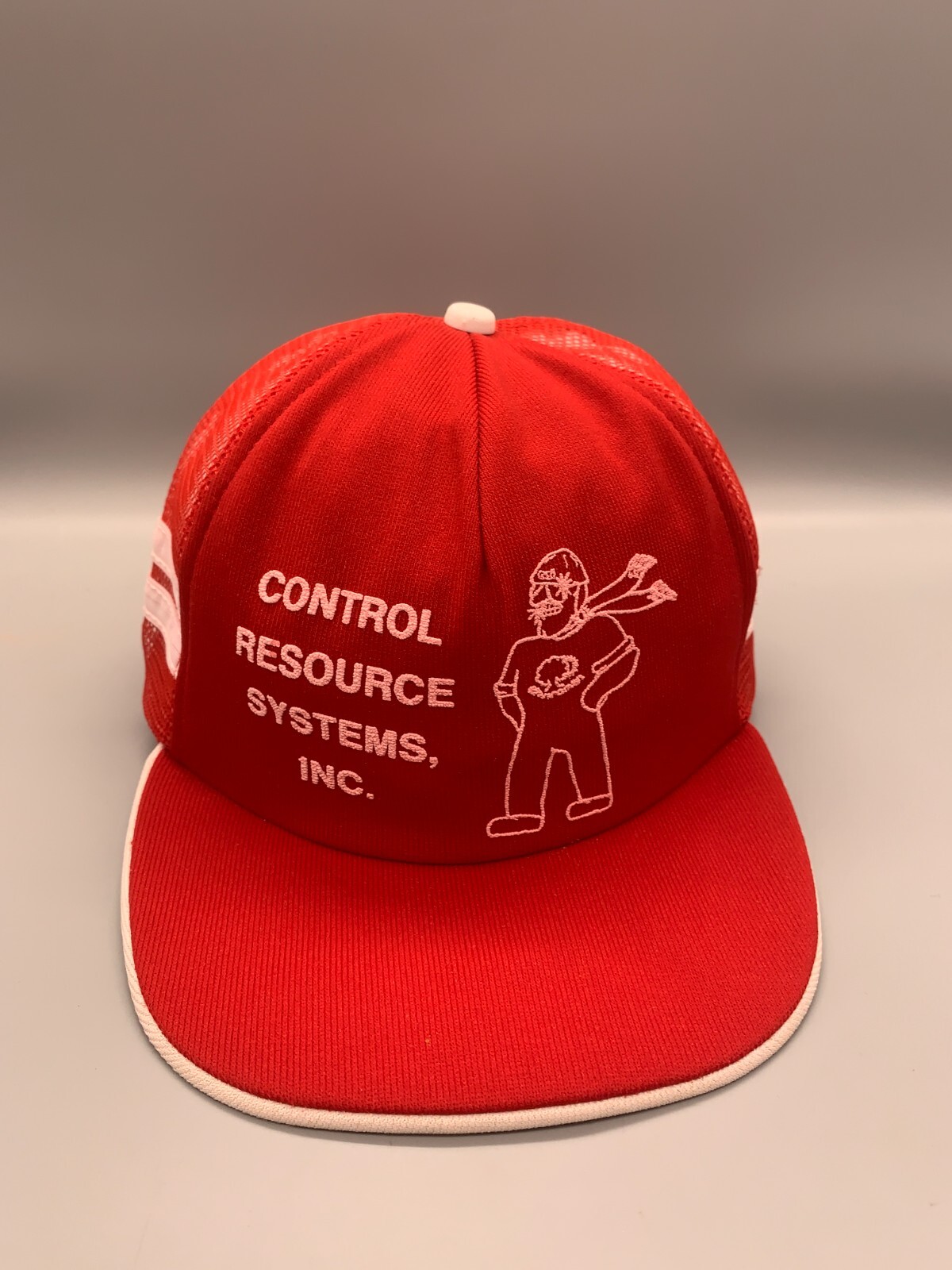 VINTAGE Trucker Hat Cap Snapback Red White 2 Stripe Control Resource ...