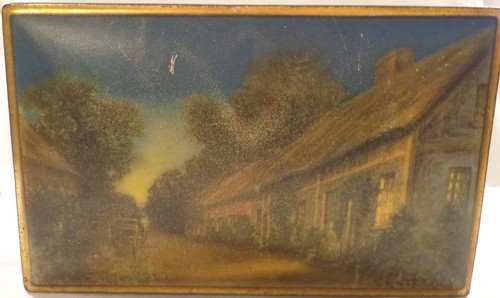 VINTAGE CANCO CANDY TIN BOX ENGLISH COUNTRYSIDE CONFECTION VILLAGE ...