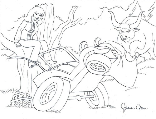 SPEED BUGGY AND DEBBIE ORIGINAL COMIC ART 2 ON CARD STOCK | eBay