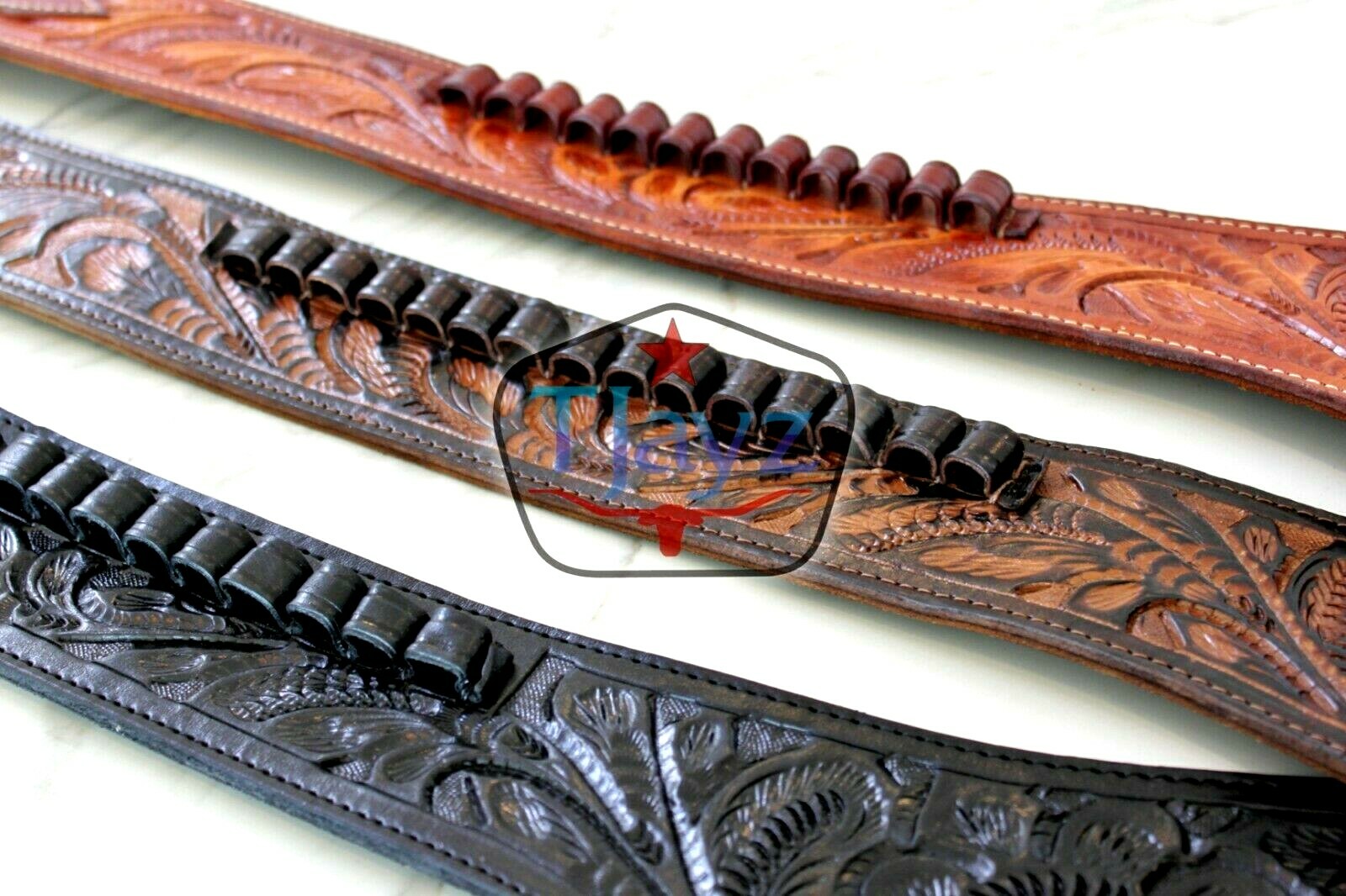 NEW 22 Right Hand Tooled Holster LEATHER Western RIG Gun Belt Drop Loop ...