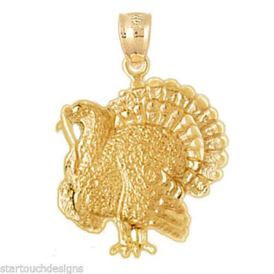 New 14k Yellow Gold Turkey Pendant | eBay