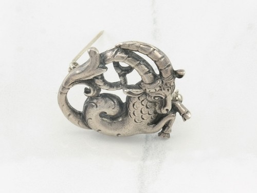 Cini Sterling Silver Zodiac Sign Capricorn Brooch | eBay