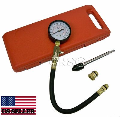 SMALL - LARGE ENGINE COMPRESSION TESTER GAUGE KIT SET TOOL SPARK W PLUG ...