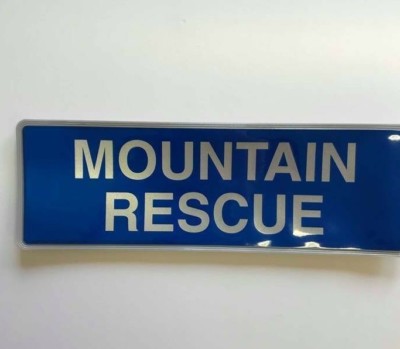 Encapsulated reflective badge MOUNTAIN RESCUE 300mm sew on slide in | eBay