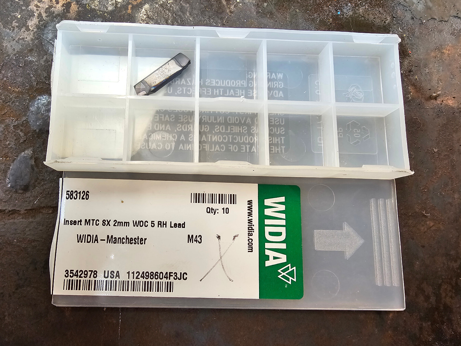 Qty 1 Widia 583126 MTC SX 2mm WOC 5 RH Lead 3542978 M43 Grade Carbide ...