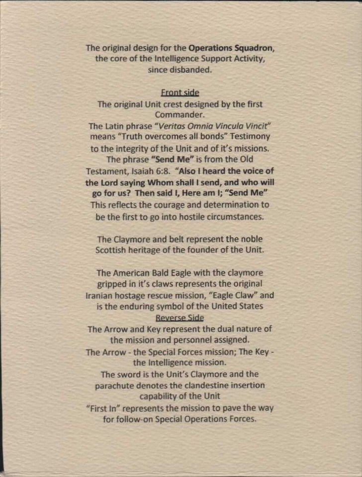 Intelligence Support Activity ISA Special Mission Unit / Tier-1 ...