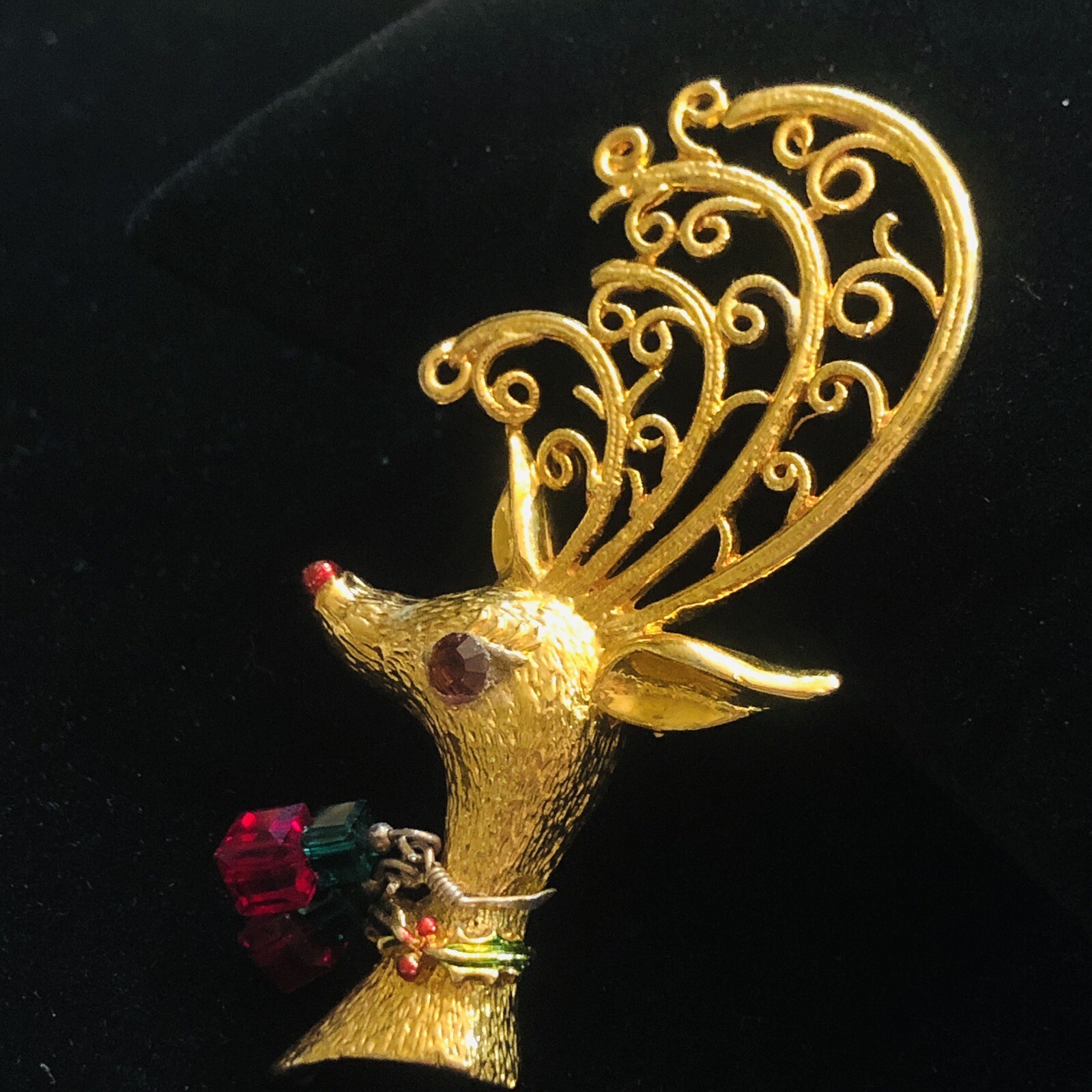 VTG Reindeer TANCER II Brooch Pin Goldtone With Amethyst Eye And ...