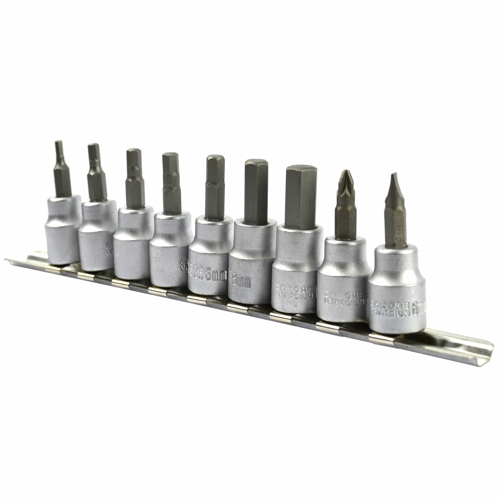 9pc Hex Allen Alan Key Bit Set Screwdriver Bits Pozi Flat 3/8" dr ...