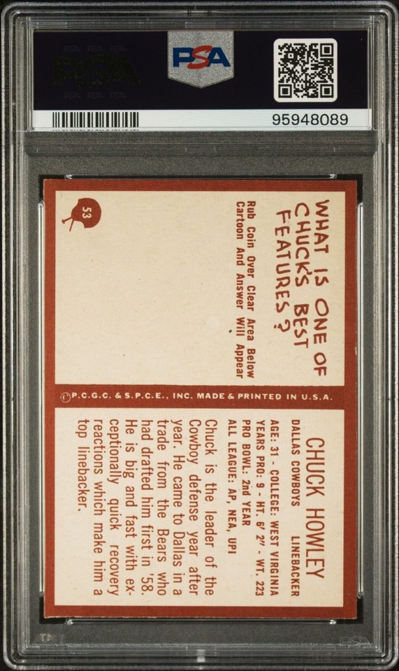 1967 Philadelphia PSA 8 Chuck Howley #53 Freshly Graded! | eBay