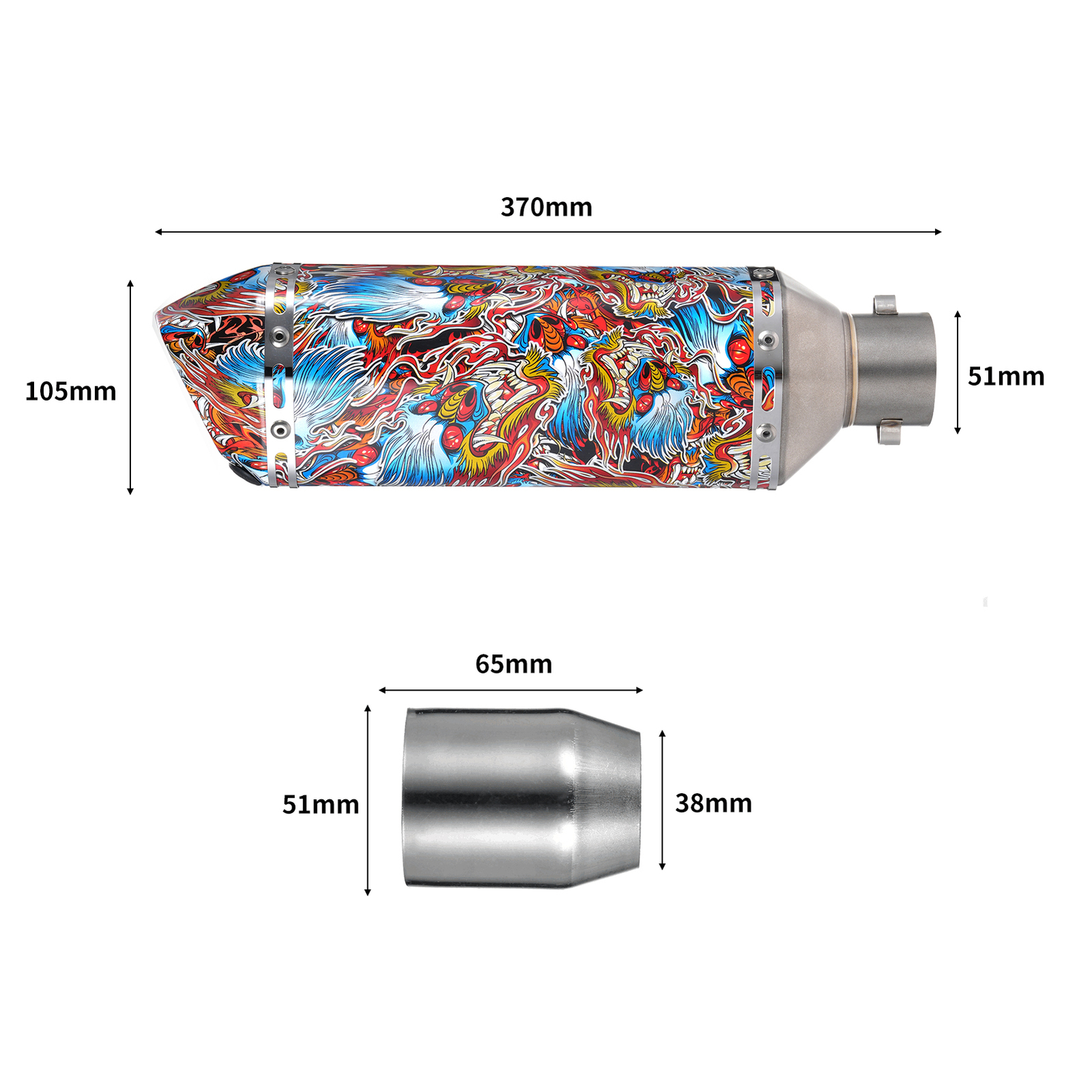 1.5-2in Inlet Motorcycle Exhaust Muffler Pipes Slip on Carbon W7O8 | eBay