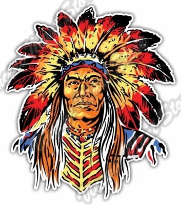 Indian Chief Head Apache Native Gift Car Bumper Vinyl Sticker Decal 4.1 ...