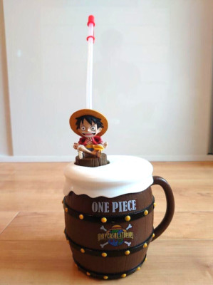 USJ ONE PIECE Mug Cup Figure Luffy Drink Bottle barrel design Limited ...
