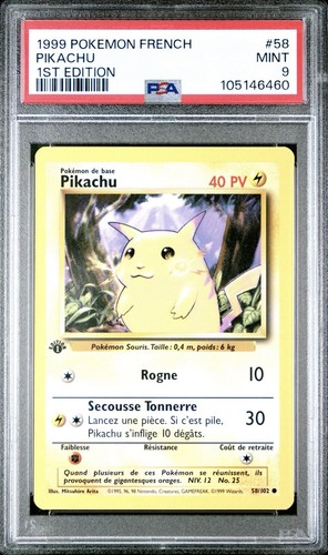 1999 Pokemon FRENCH 1st Edition Base Set Pikachu 58/102 PSA 9 MINT | eBay