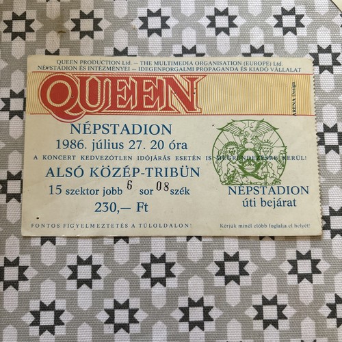 Queen Orig. Concert Ticket And Stub Budapest Hungary Népstadion 27. Jul ...