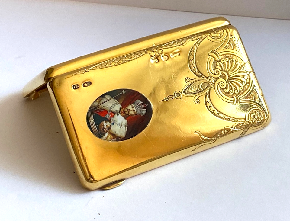 Ant. Imperial Rus. Faberge Solid Silver 84 Gilded IP Nicholas II Snuff ...