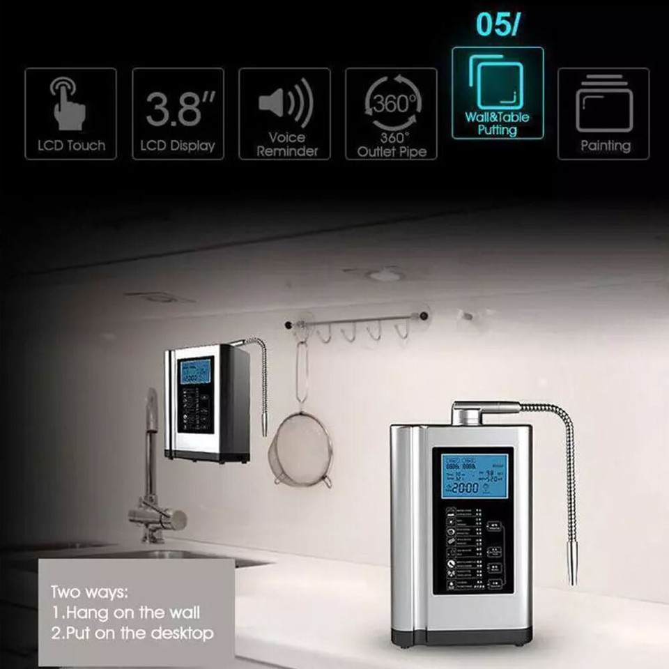 Alkaline Water Ionizer Purifier Machine Touch LCD Control 6000L Washer ...