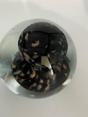 Mario Sandon Signed Art Glass Paperweight Black Brown Gold Shape EUC | eBay