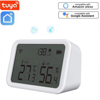 Tuya Wifi Zigbee Temperature Humidity Sensor Lux Light Detector LCD ...