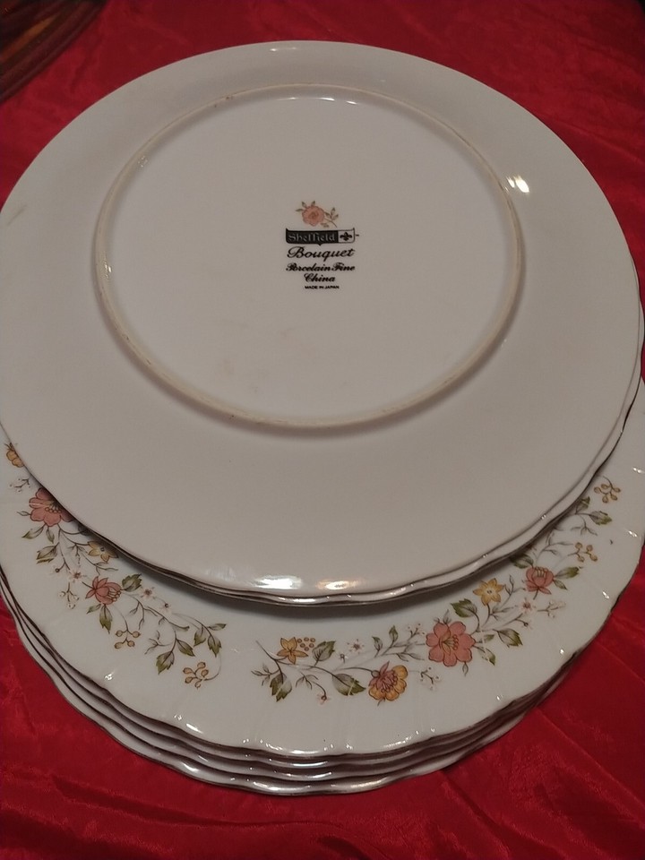 Total Of 6 Sheffield BOUQUET Dinner Plates 10 3/8", Porcelain Fine ...