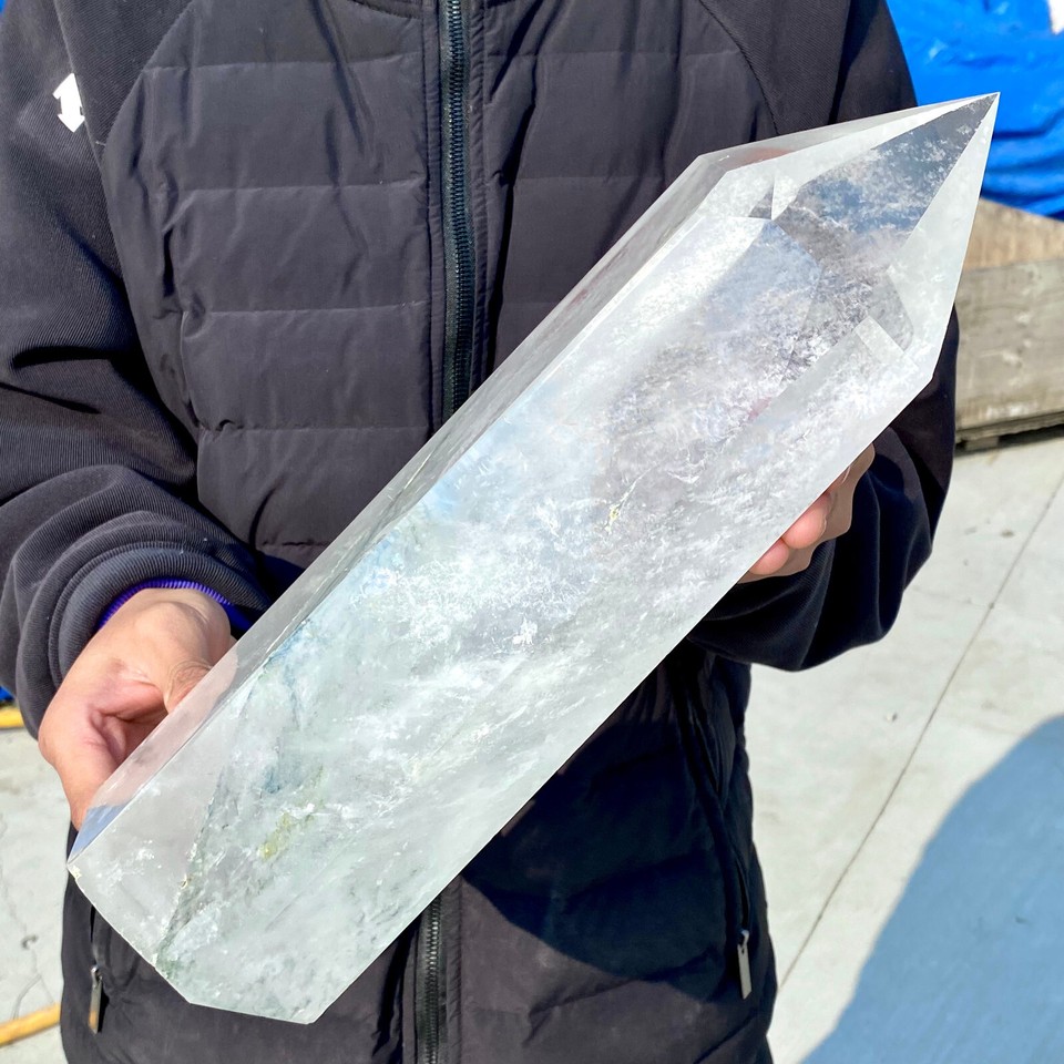 12.58LB Large Natural White crystal obelisk Crystal energy column Reiki ...