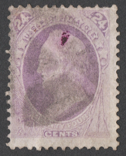 US Sc# 153 USED { 24c PURPLE SCOTT } LIGHT FANCY CANCEL FROM 1870 CV ...