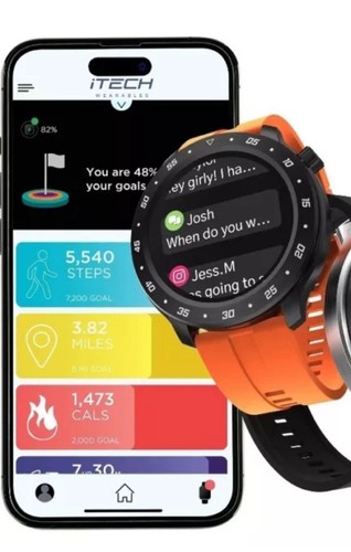 iTech Bold 3 Smart Watch Fitness Tracker Unisex Orange Bluetooth ...