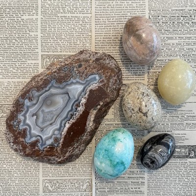 Vintage Precious Stone Eggs Agate Geode Amazonite Onyx Assorted | eBay UK