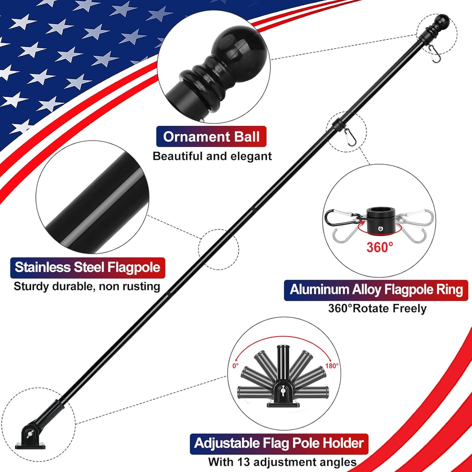 Flag Pole Kit, 6 FT Flag Pole for Outside House, with Heavy Duty Holder ...