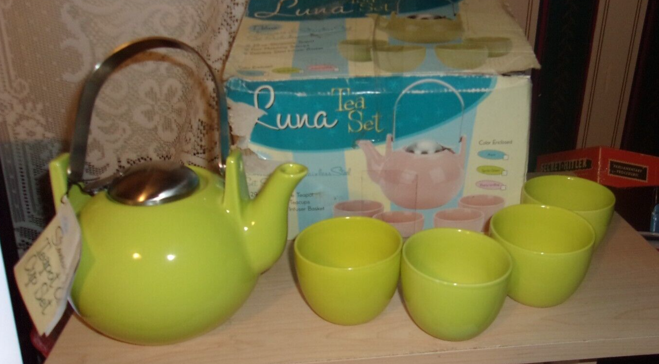 LUNA DELUXE STONEWARE TEAPOT & CUP SET SPRITE GREEN NEW | eBay