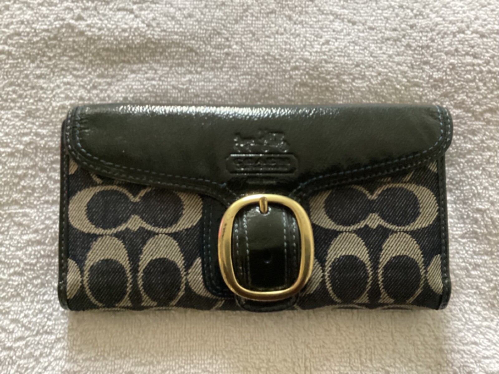 Coach Signature Bleecker Denim Blue Checkbook Wallet … - Gem