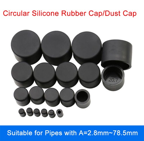 Black Round Silicone Rubber End Cover Caps Dust Cap For A=3mm~78.5mm ...