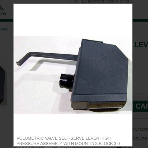 VOLUMETRIC VALVE SELF-SERVE LEVER HIGH PRESSURE ASSEMBLY WITH MOUNTING ...