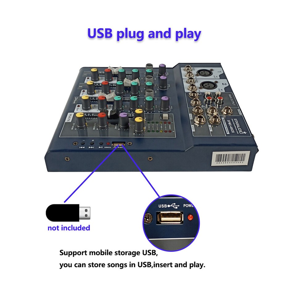 Pro 4-Channel Mini Mixer USB Audio Pure Mixer Live Studio Mixing ...