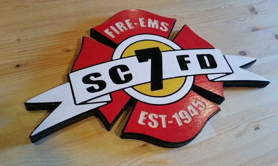 Fire Department Snohomish Fire EMS 7 3D routed wood patch plaque Custom ...