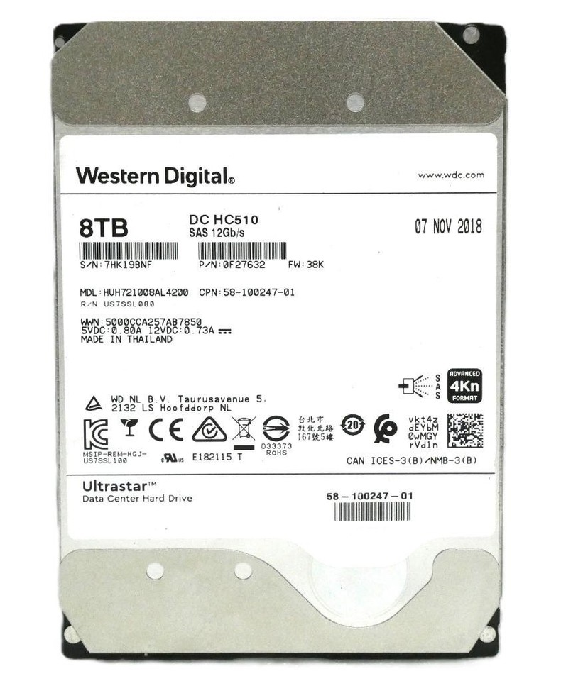 Western Digital DC HC510 8TB SAS 12Gb/s Data Center HDD 0F27632 ZERO ...
