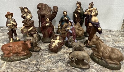 Vintage Atlantic Mold Ceramic Nativity Set 17 Piece 70's Christmas ...