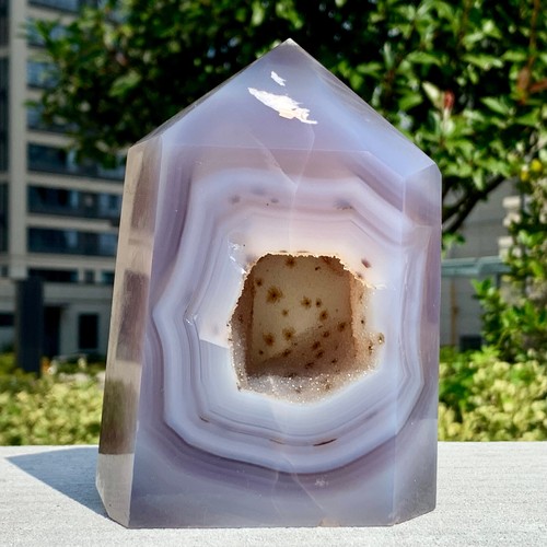 3.16LB Natural agate crystal cave obelisk crystal energy column reiki ...