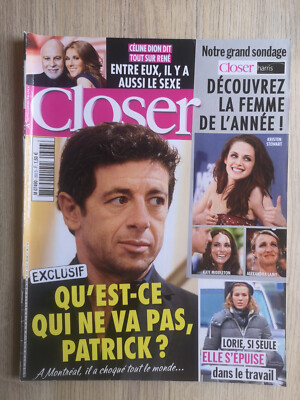 CLOSER n°393 du 21/12/2012; Patrick Bruel/ Céline Dion/ Lorie Pester/ A ...