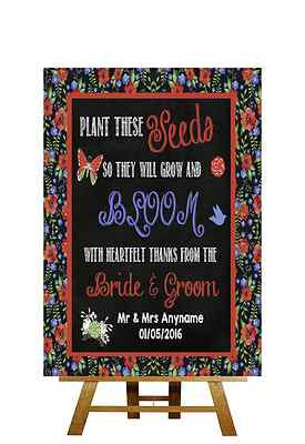 Floral Chalk Board Style Plant These Seeds Personalised Wedding Sign ...